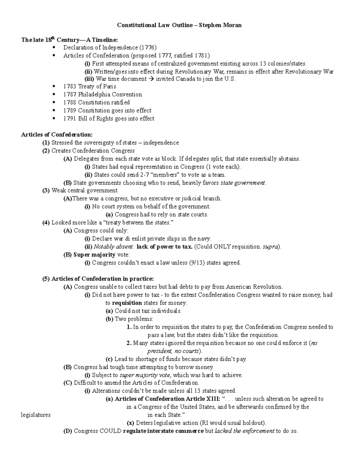 Constitutional Law Outline - Midterm (Article I) - Constitutional Law ...