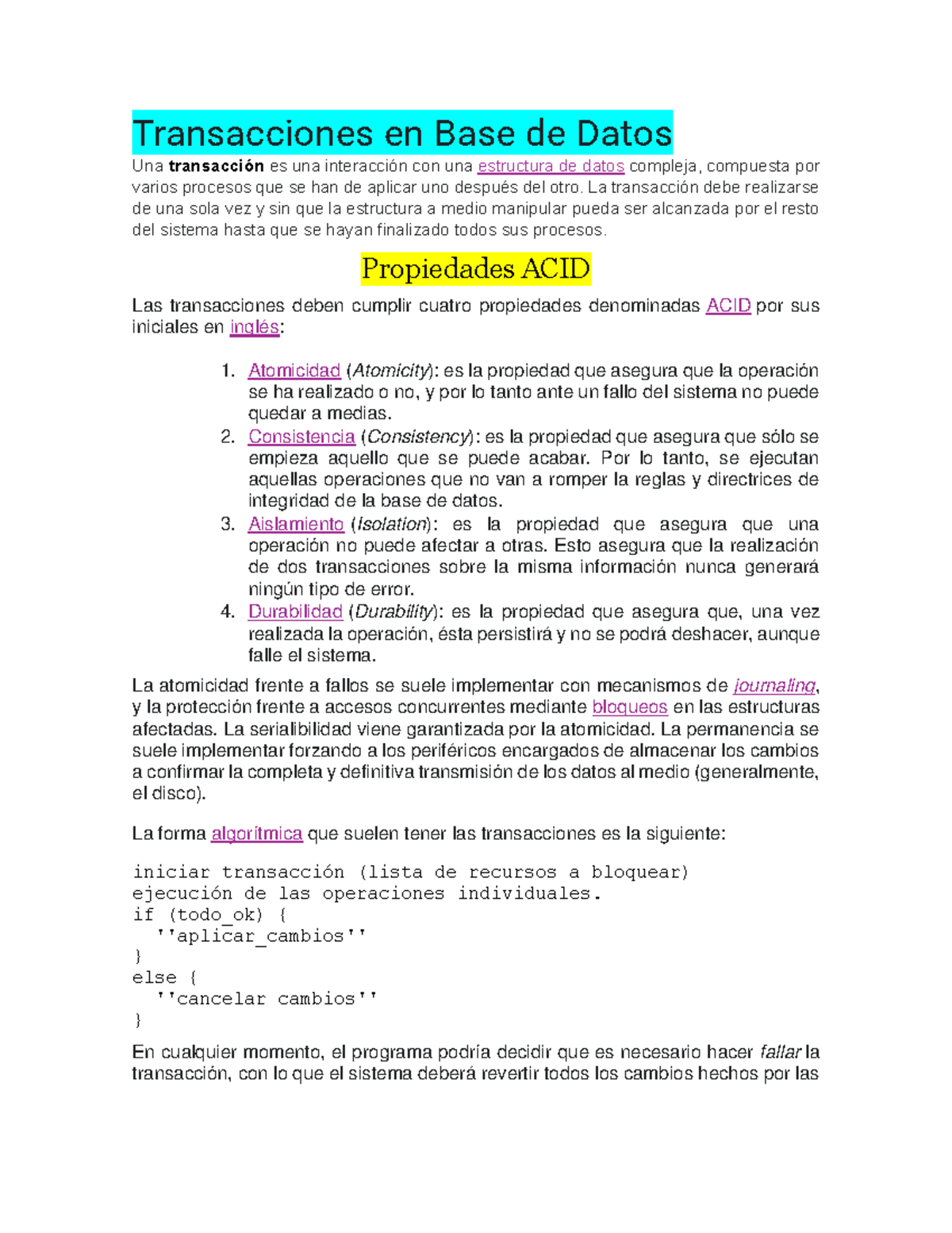 Transacciones en Base de Datos - La transacción debe realizarse de una ...