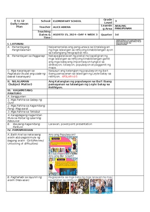 Araling Panlipunan 3 - Q1W2D2 Contextualized Lesson Plan Rehiyon 8 - Grade 3 DAILY LESSON LOG ...