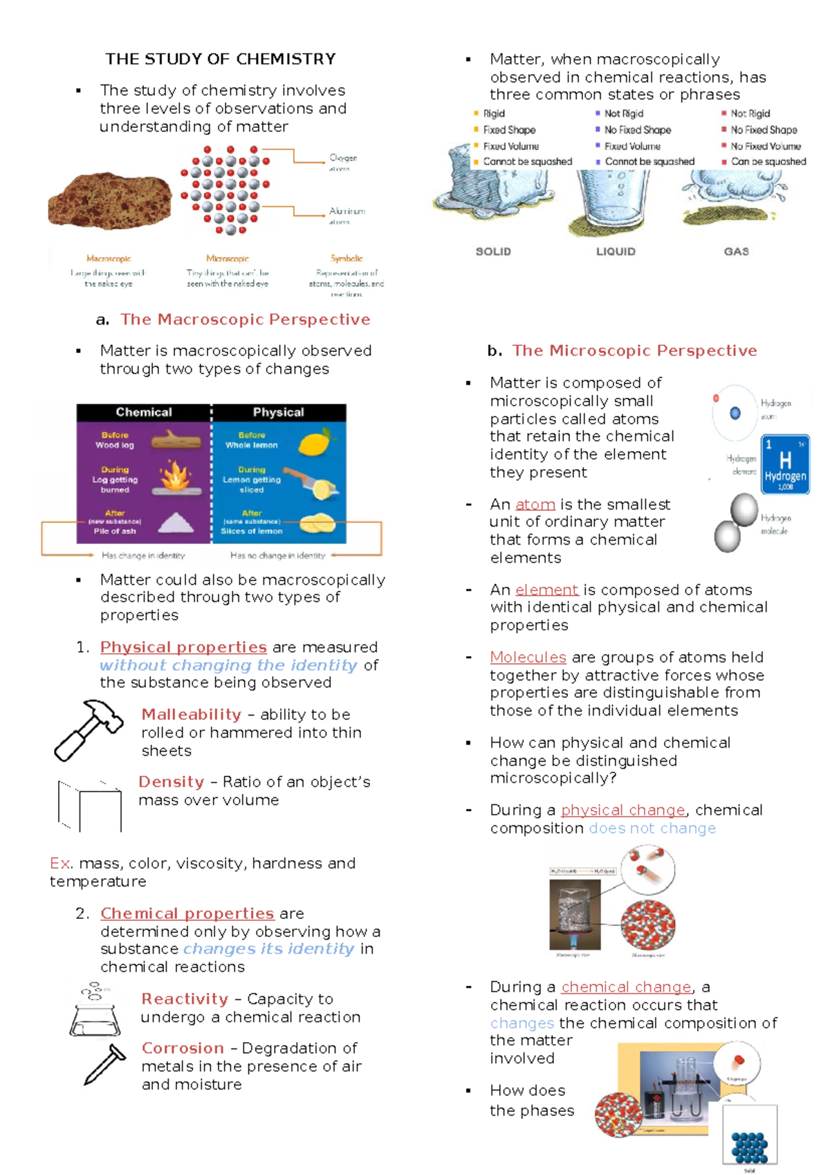 Lecture CHEM - THE STUDY OF CHEMISTRY The study of chemistry involves ...