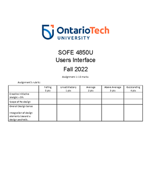 SOFE 4850U - F22 - Lab 3 Assignment - User Interfaces SOFE 4850U Lab 3 Task objective: To learn ...