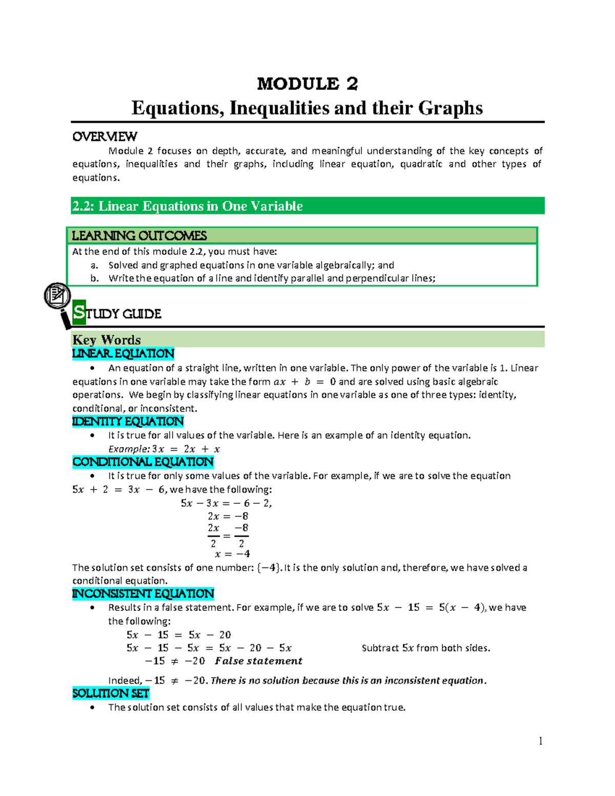 Math 12 module 2 - I hope it helps you. - MODULE 2 Equations ...