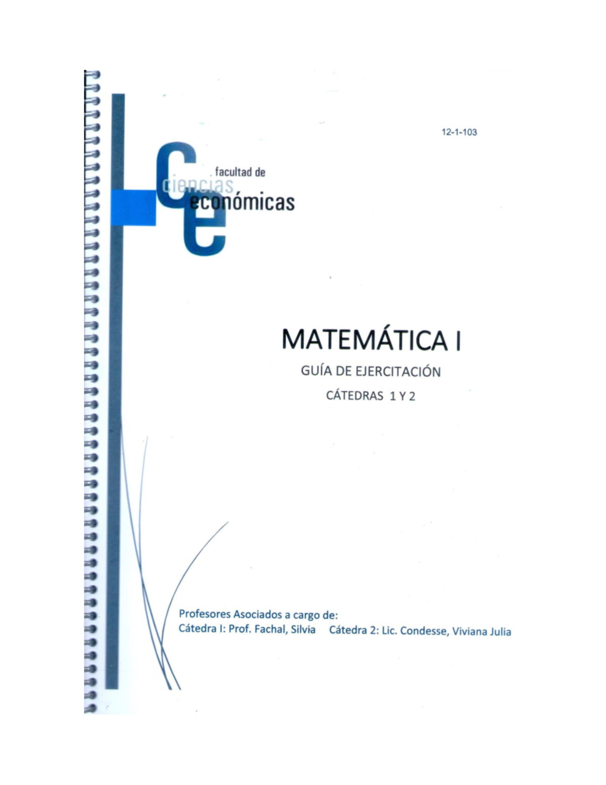 Matematica 1 - pdf de ejercicios - Matemática I - Studocu