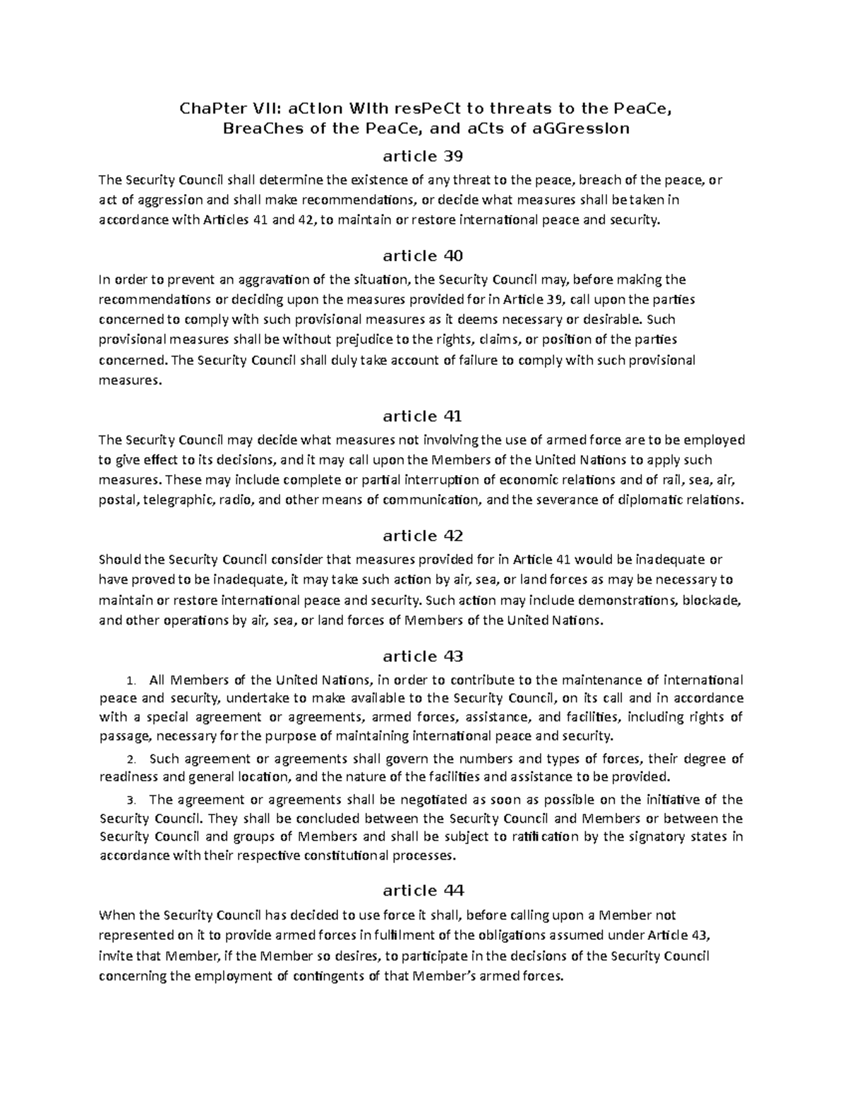 International law m3 - ChaPter VII: aCtIon WIth resPeCt to threats to ...