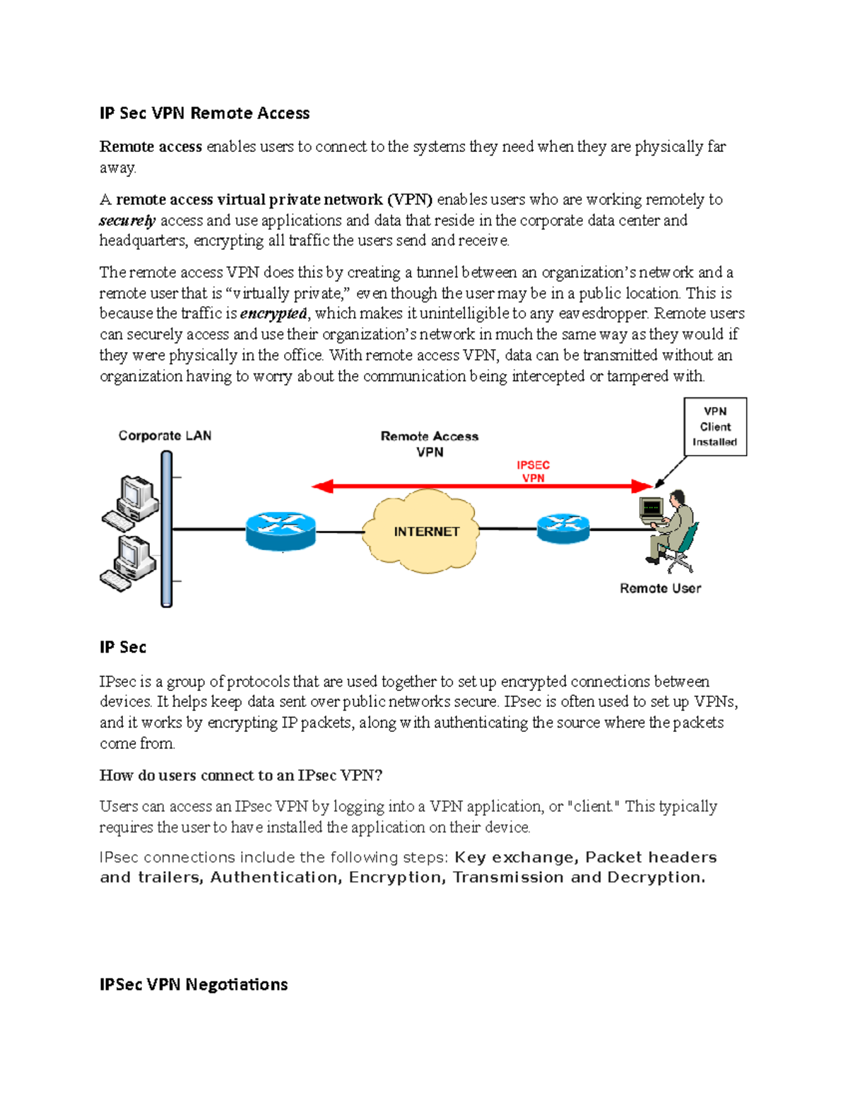 IP Sec Remote Access - phases - IP Sec VPN Remote Access Remote access ...