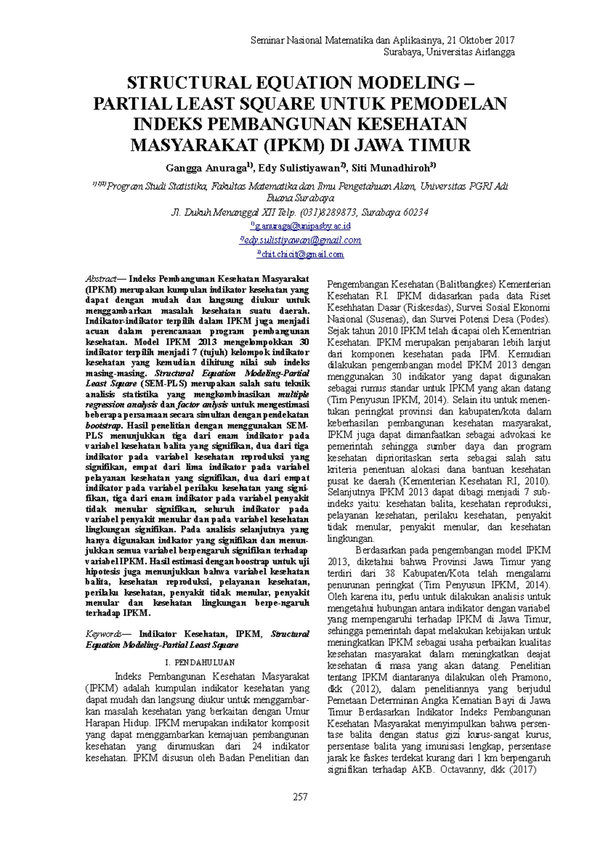 PLS Jurnal - Seminar Nasional Matematika dan Aplikasinya, 21 Oktober 2017 Surabaya, Universitas ...