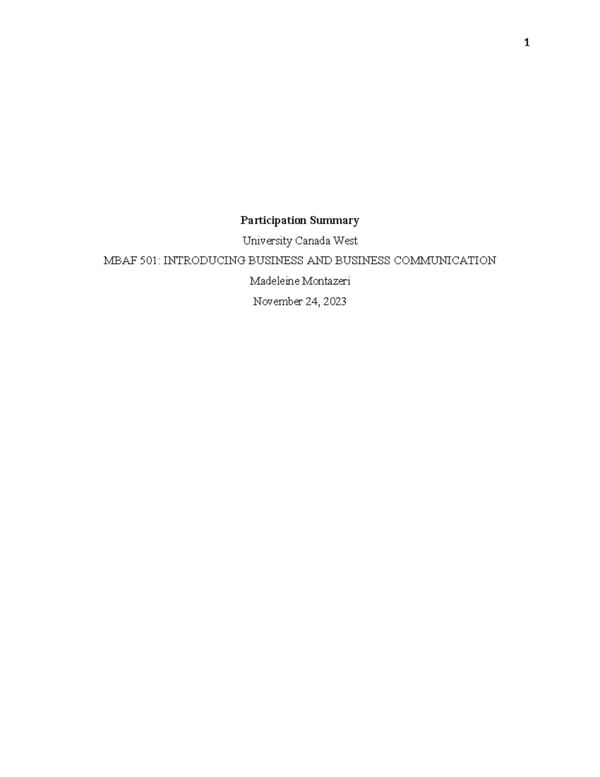 Participation Summary - Participation Summary University Canada West ...