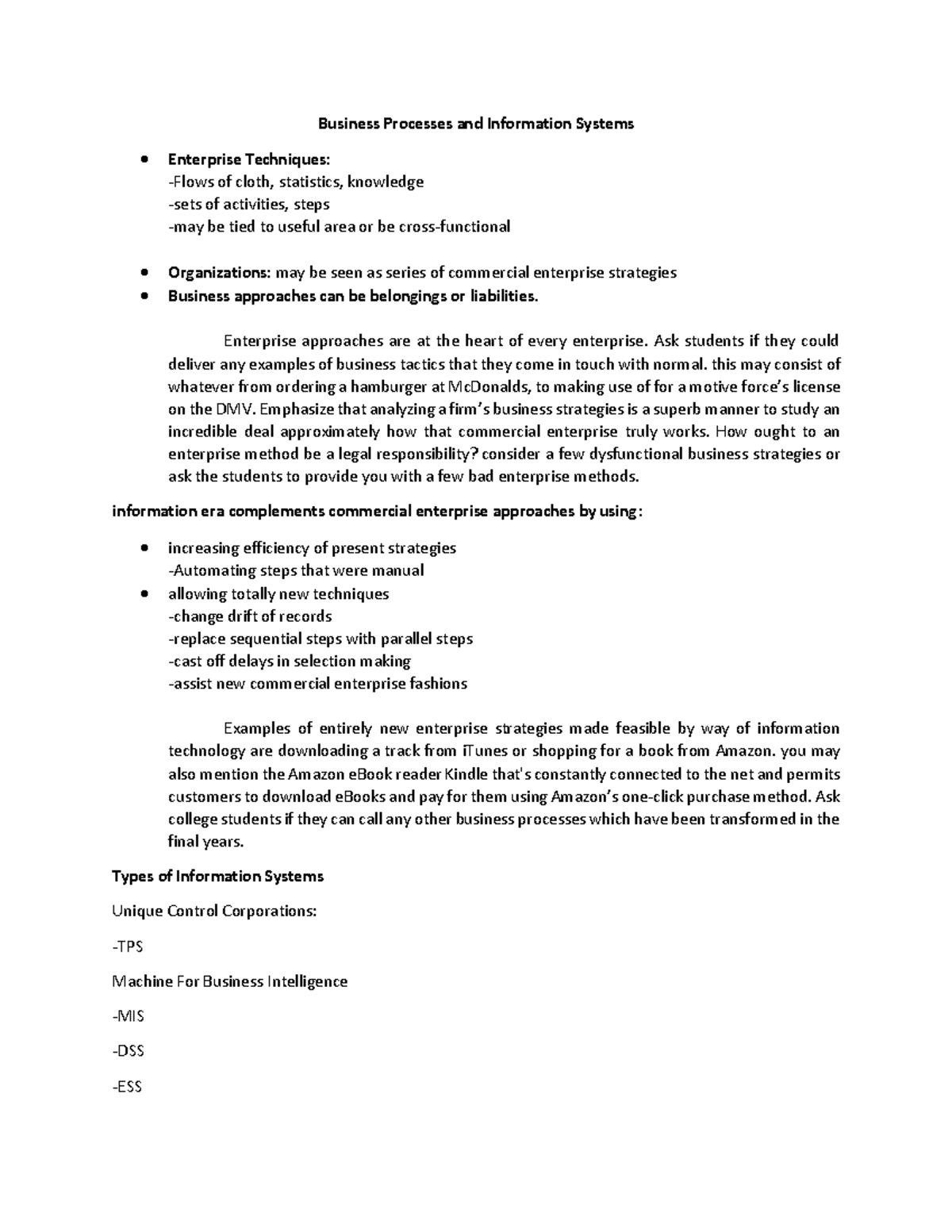 Business Processes And Information Systems Business Processes And Information Systems