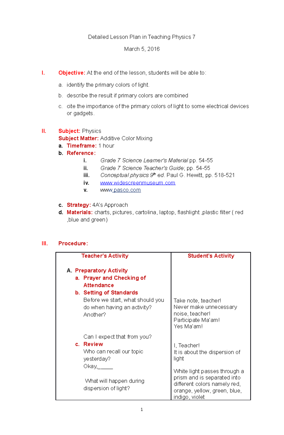 Application-DEMO - yes. - Detailed Lesson Plan in Teaching Physics 7 ...