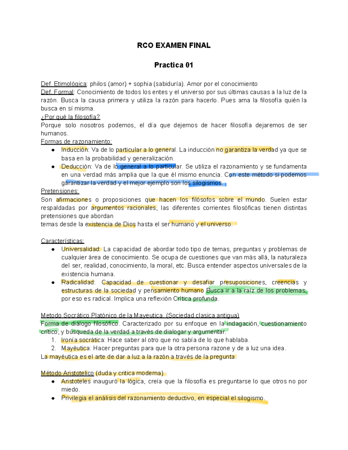 RCO Final 2 - Rco - RCO EXAMEN FINAL Practica 01 Def. Etimológica: philos (amor) + sophia - Studocu