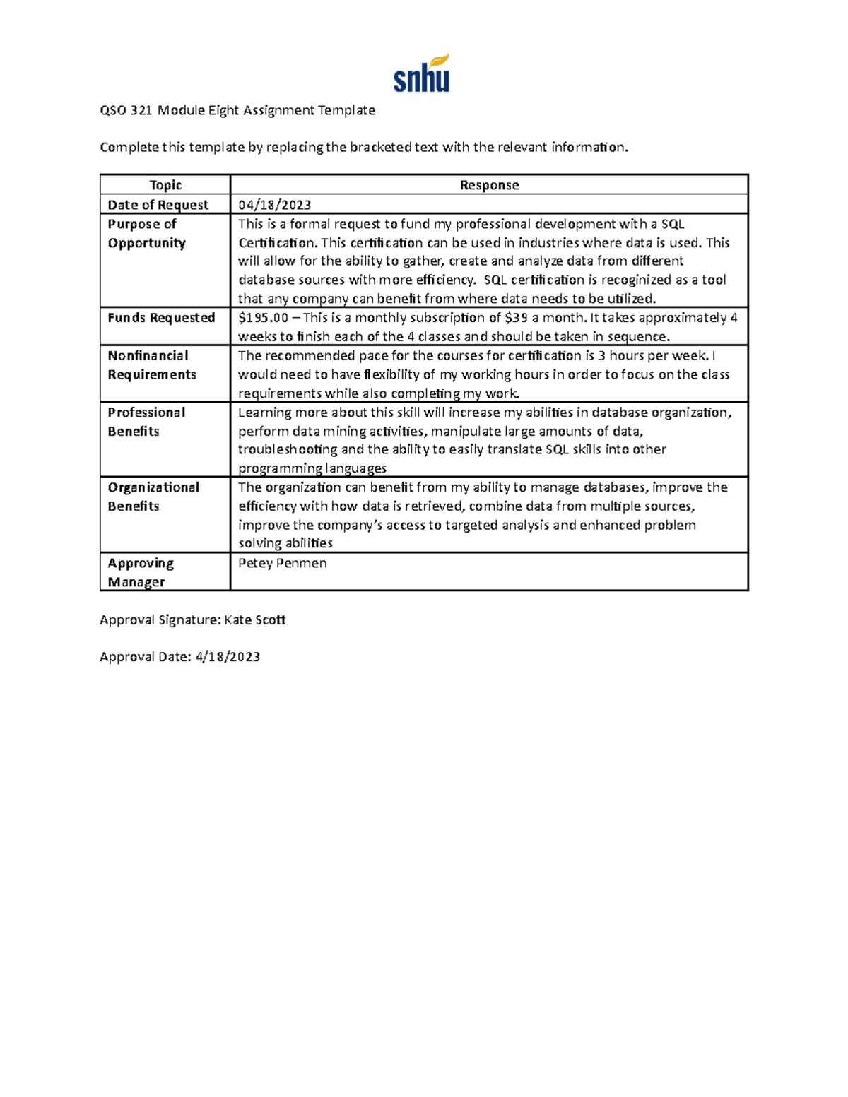 QSO 321 Module Eight Assignment - Topic Response Date of Request 04/18 ...