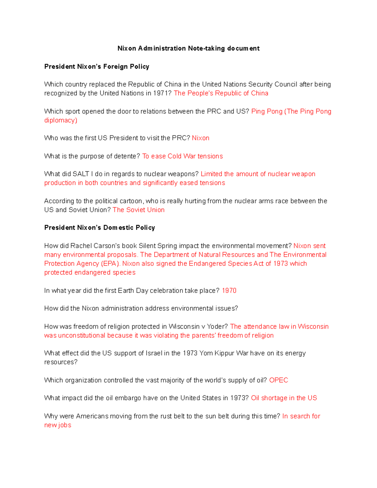 Nixon Administration Notes - Nixon Administration Note-taking document ...