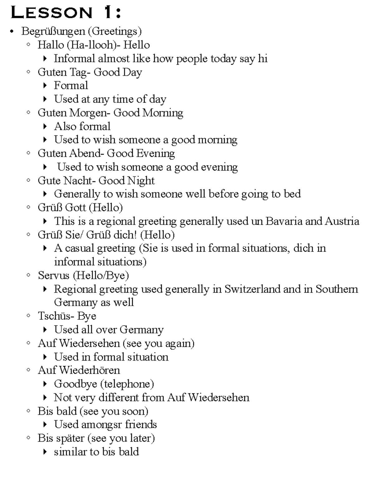 German Language Lesson 1 Greetings - Lesson 1: Begrüßungen (Greetings ...