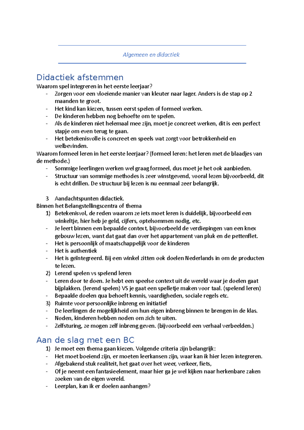 Les 2 VV31 - Algemeen en didactiek Didactiek afstemmen Waarom spel ...