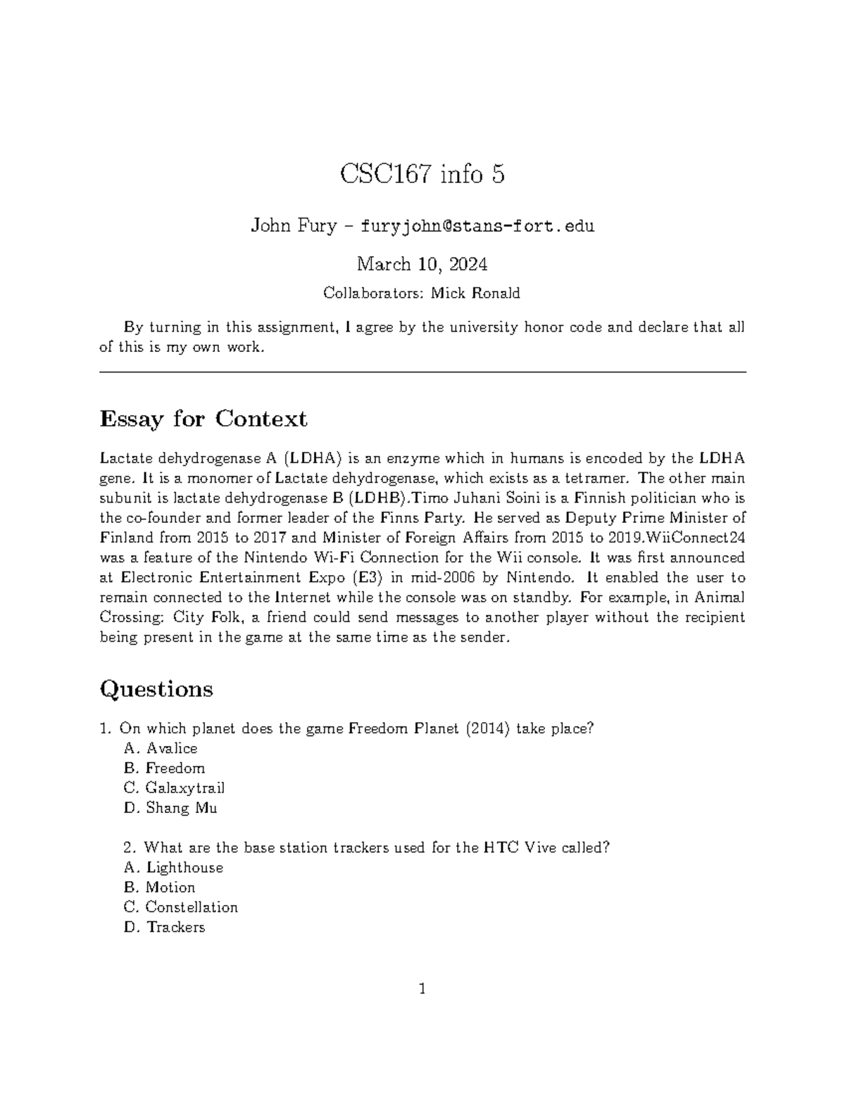 CSC167 info 5 - Introduction to designing, implementing, and understanding computer programs ...