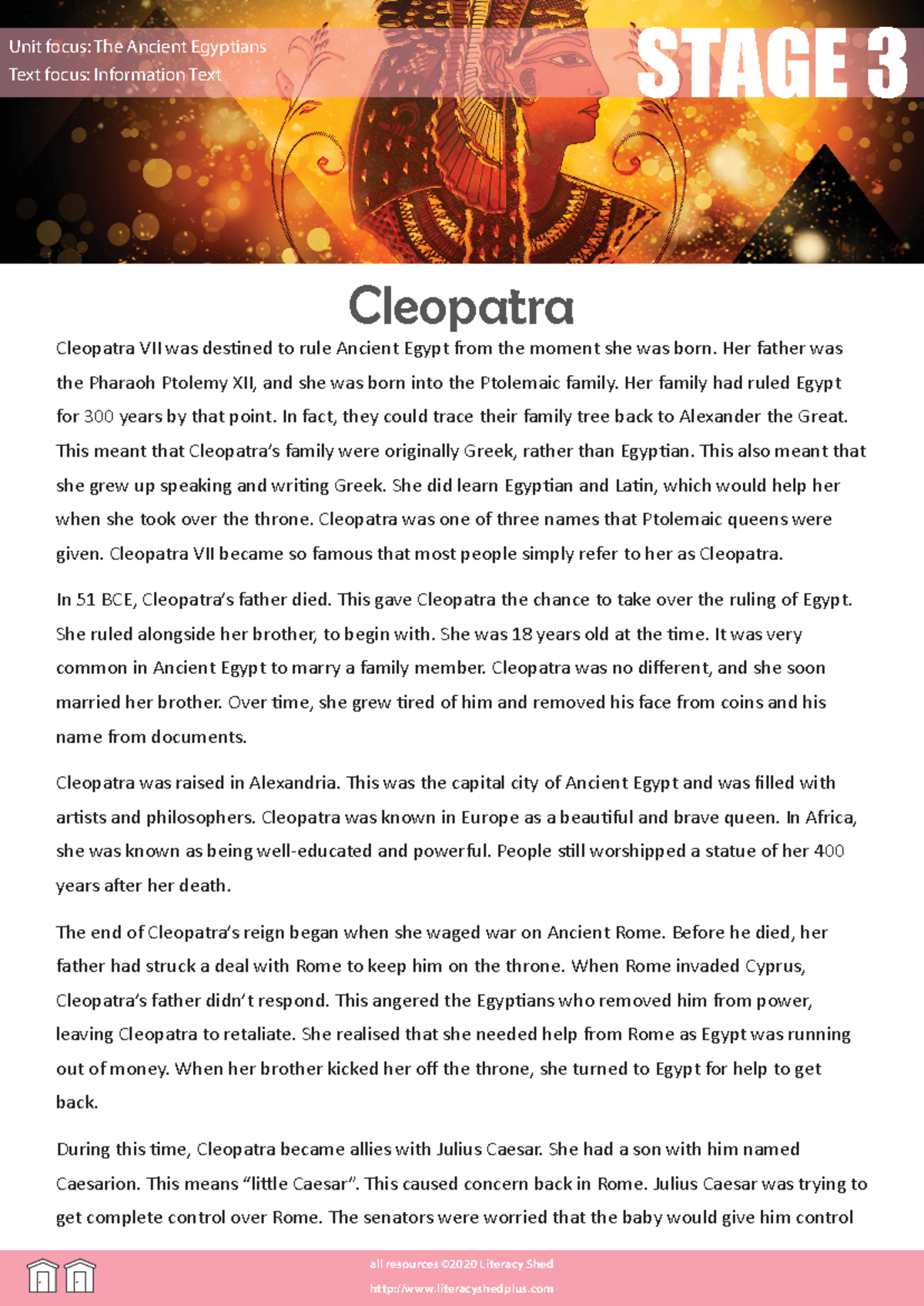 Keneth Lopez - cleopatra - STAGE 3 Unit focus: The Ancient Egyptians ...