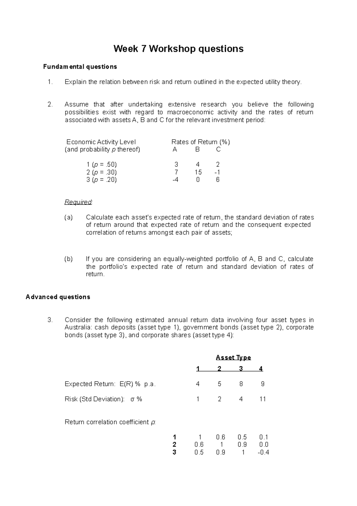 ACFI2070 Week 7 Workshop Questions - Week 7 Workshop questions Fundamental questions 1. Explain ...