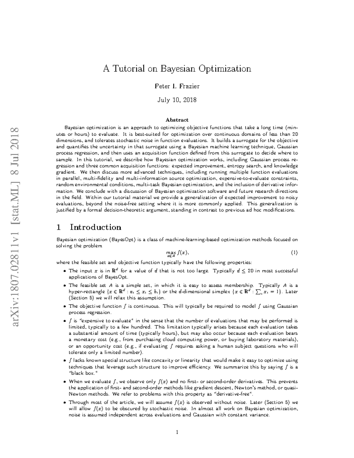 1807 - Bayesian Optimization - A Tutorial on Bayesian Optimization ...