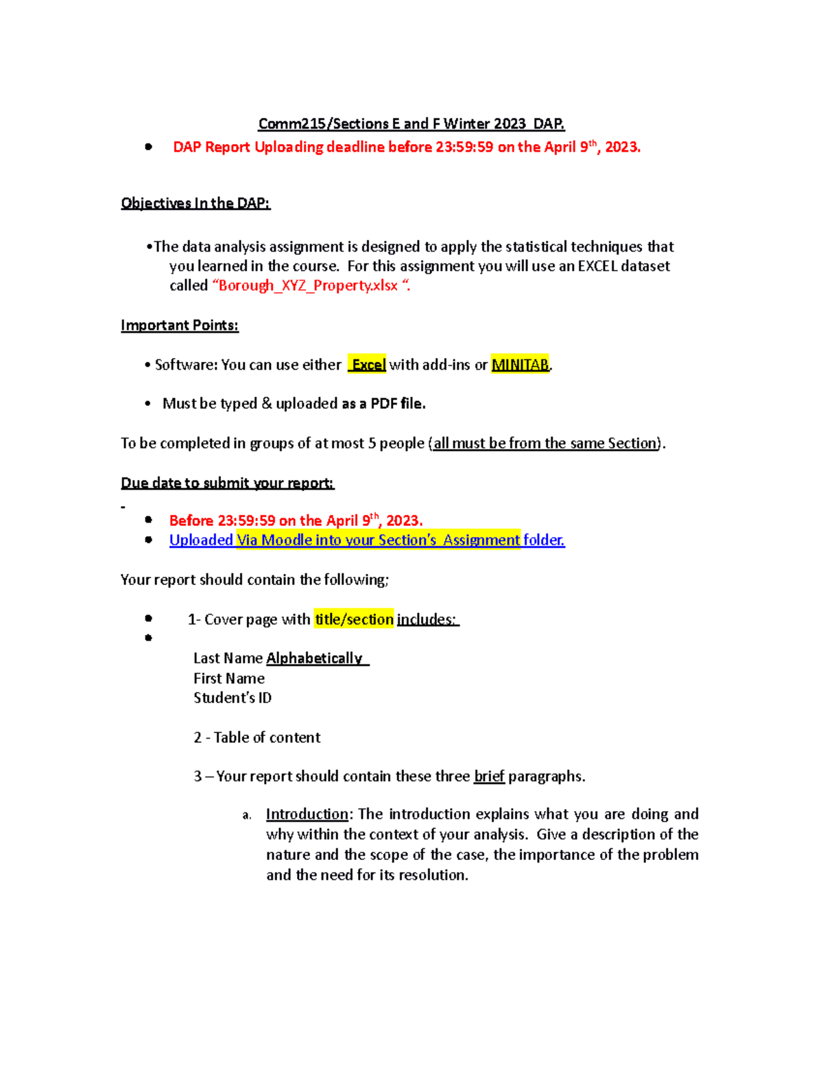 Modified DAP Winter 2023 - Comm215/Sections E and F Winter 2023 DAP ...