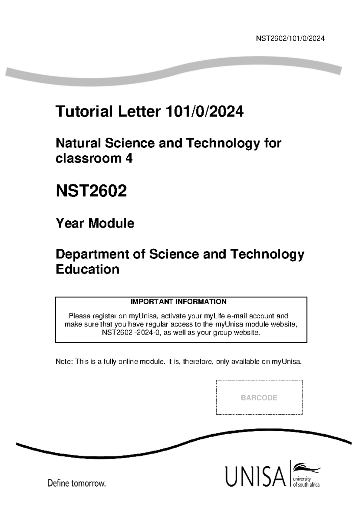 Nst2602 - Tnt - NST2602/101/0/ Tutorial Letter 101/ 0 / 2024 Natural ...