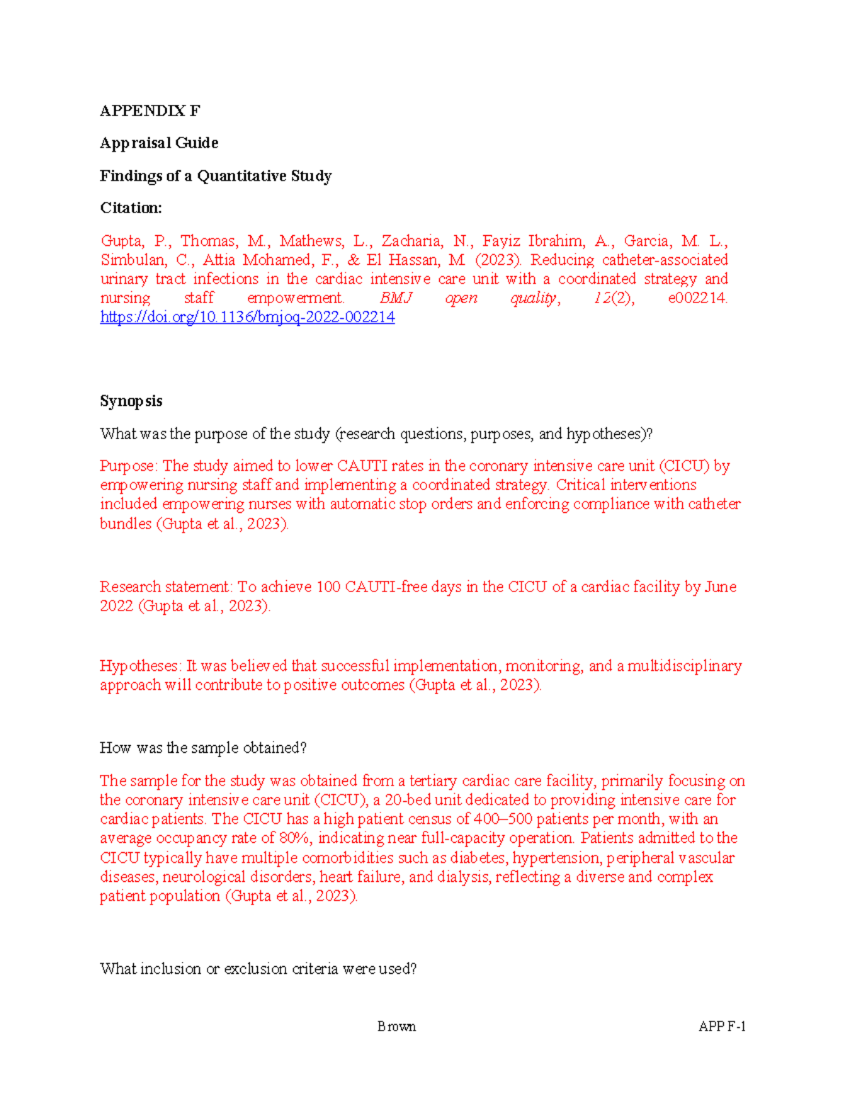 Quantitative Review - APPENDIX F Appraisal Guide Findings of a ...