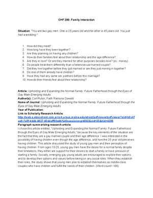 Couple assignment #4 - CHF 200: Family Interaction Situation: “You are foster parents for a ...