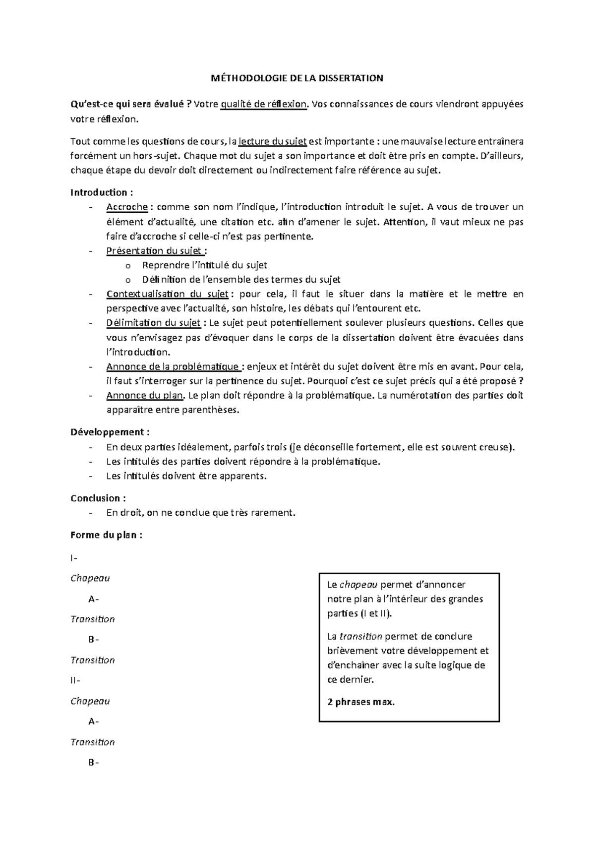 Méthodologie - Dissertation - MÉTHODOLOGIE DE LA DISSERTATION Qu’est-ce ...