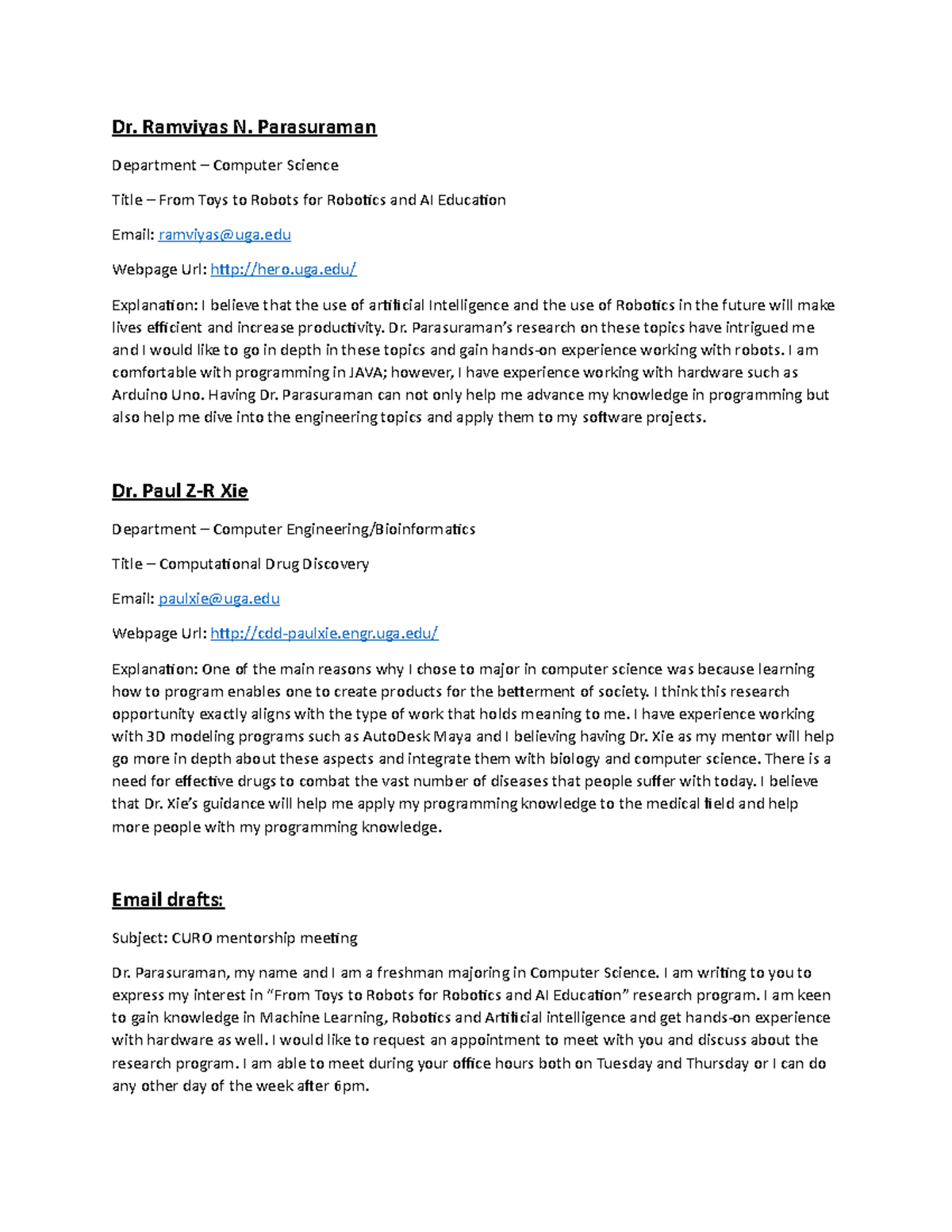 CURO research info doc - Grade: A+ - Dr. Ramviyas N. Parasuraman ...