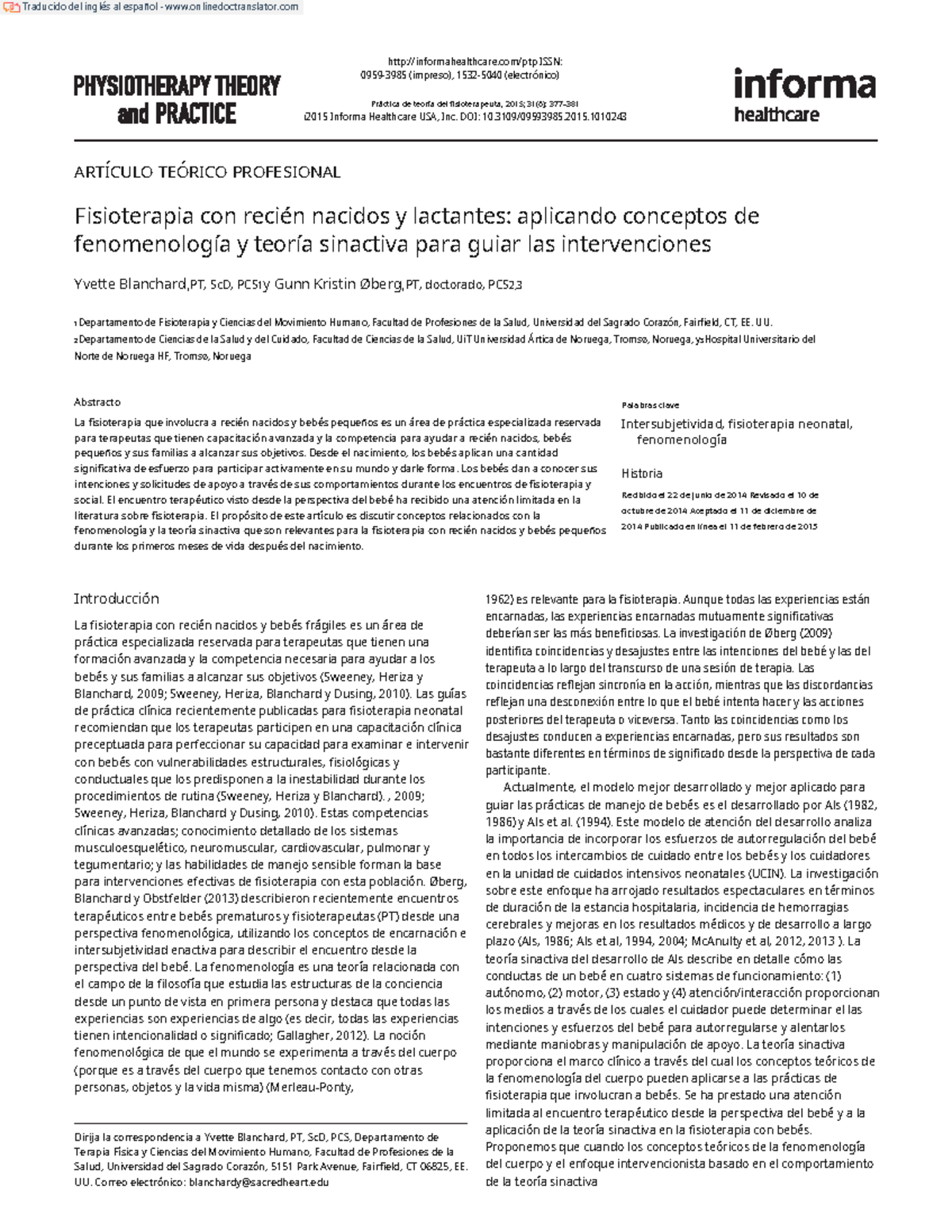 Art 2015 Physical therapy with concepts of phenomenology and synactive ...