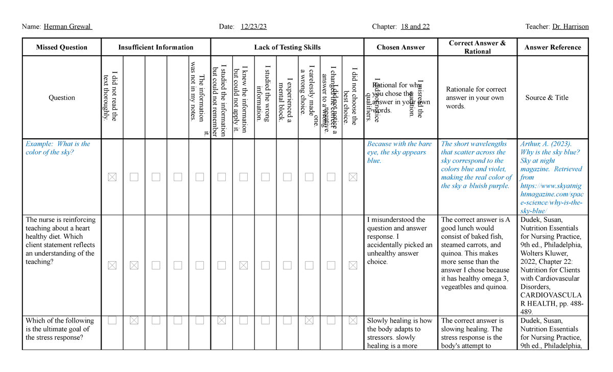 Mastery Quiz Review #8 - Assignment - The information was not in my ...