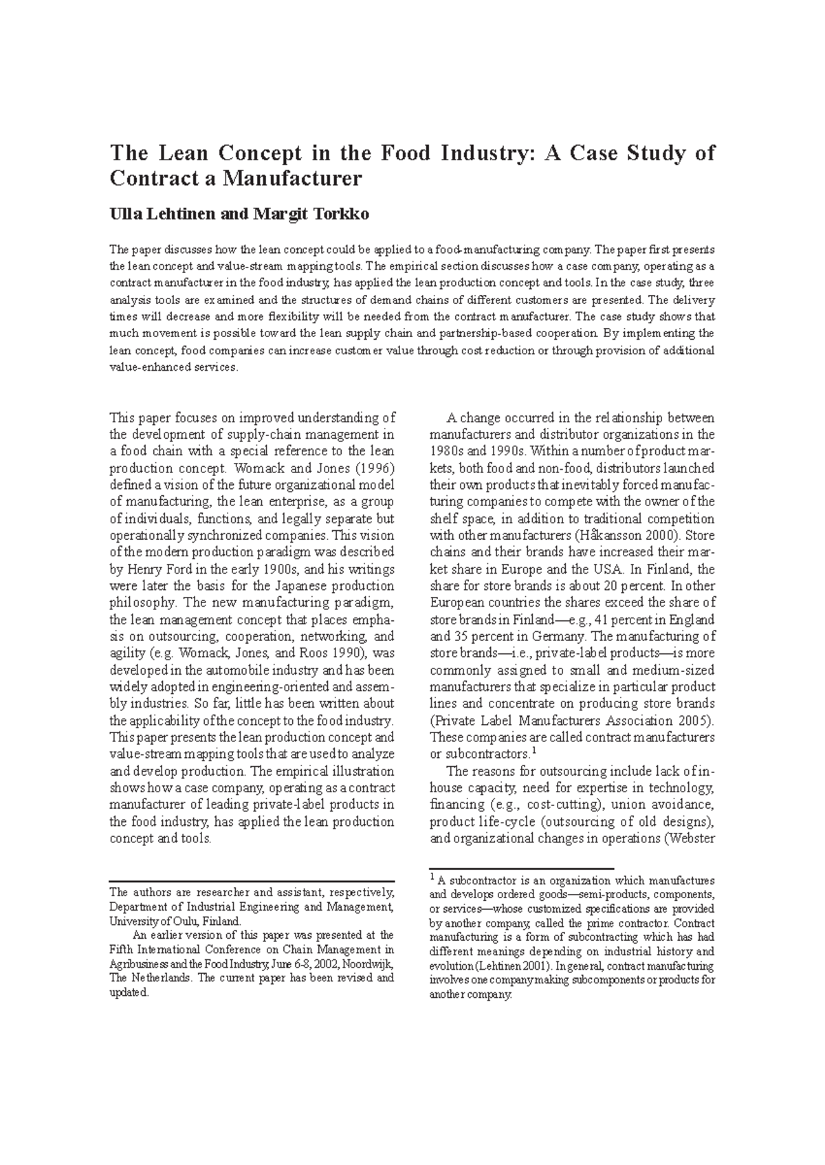 Case Study 6 - Lean Concept to the Food Indsutry - 56 November 2005 ...