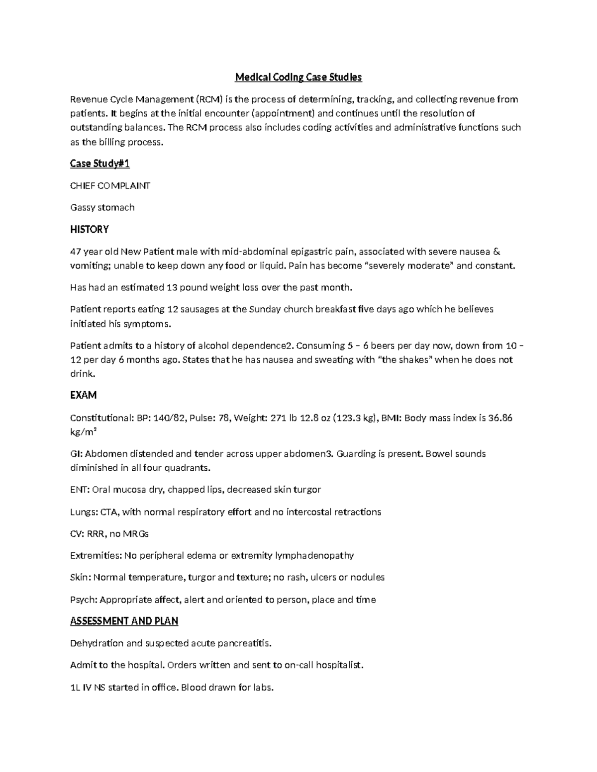 Medical Coding Case Studies - Medical Coding Case Studies Revenue Cycle ...