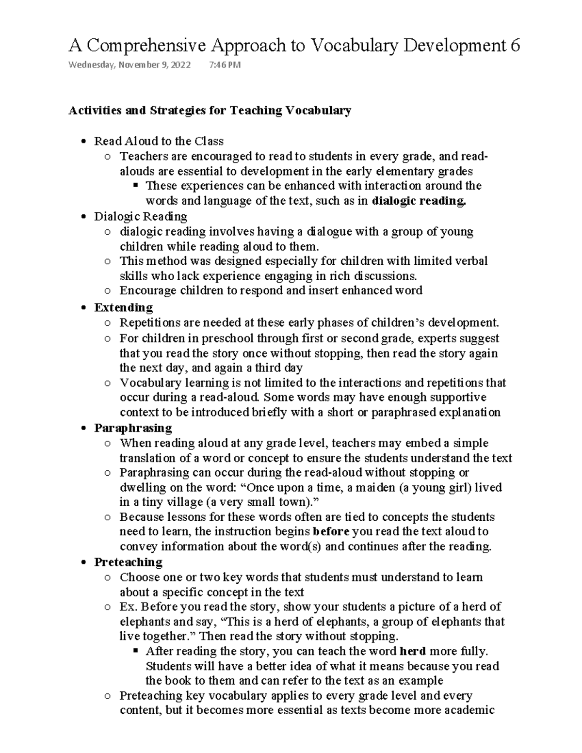 A Comprehensive Approach to Vocabulary Development 6 - Activities and ...