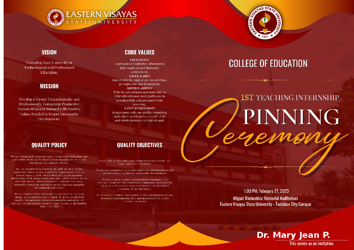 The Pinning Ceremony Programme - Science, Technology, Engineering, and ...