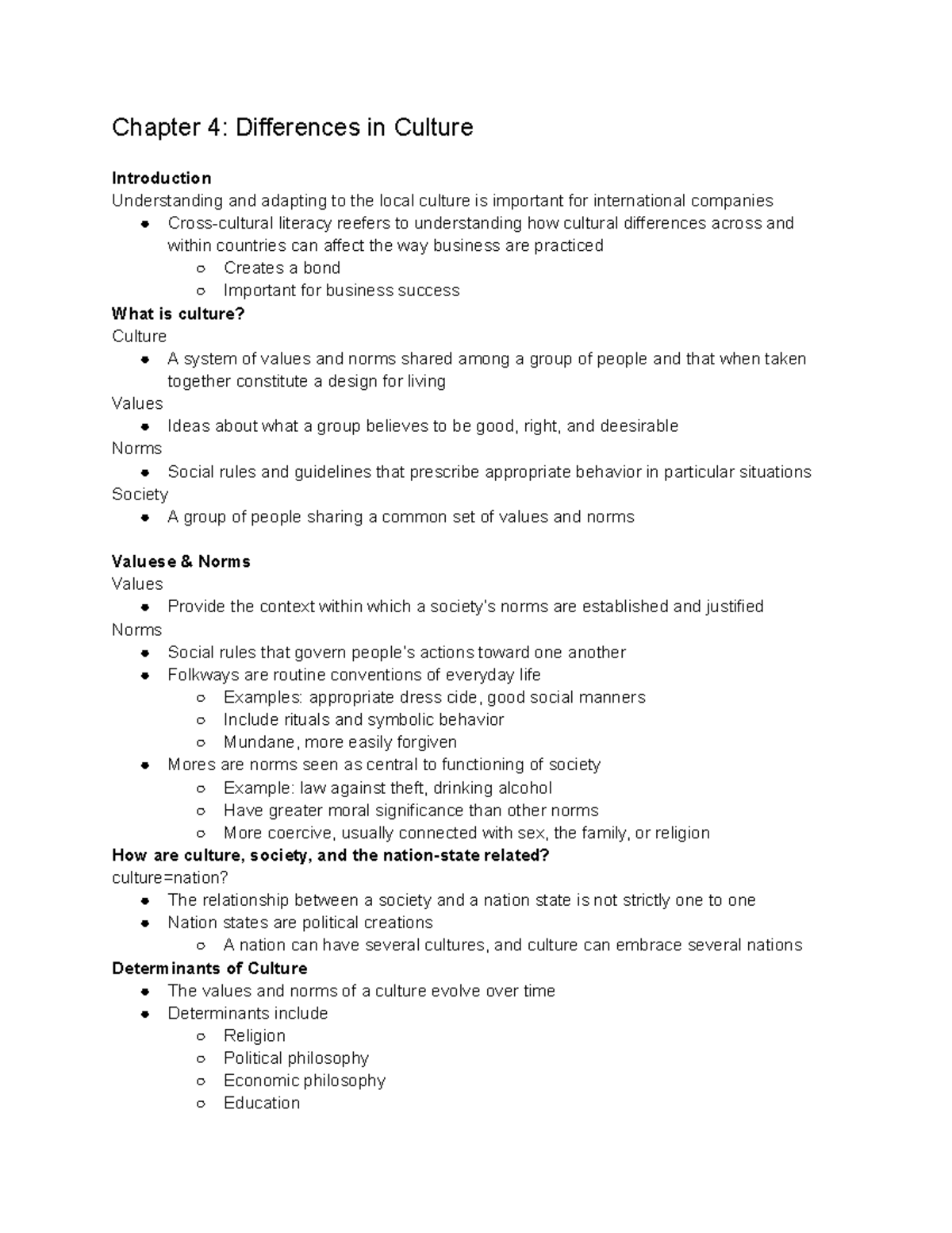 Chapter 4 - Chapter 4: Differences in Culture Introduction ...