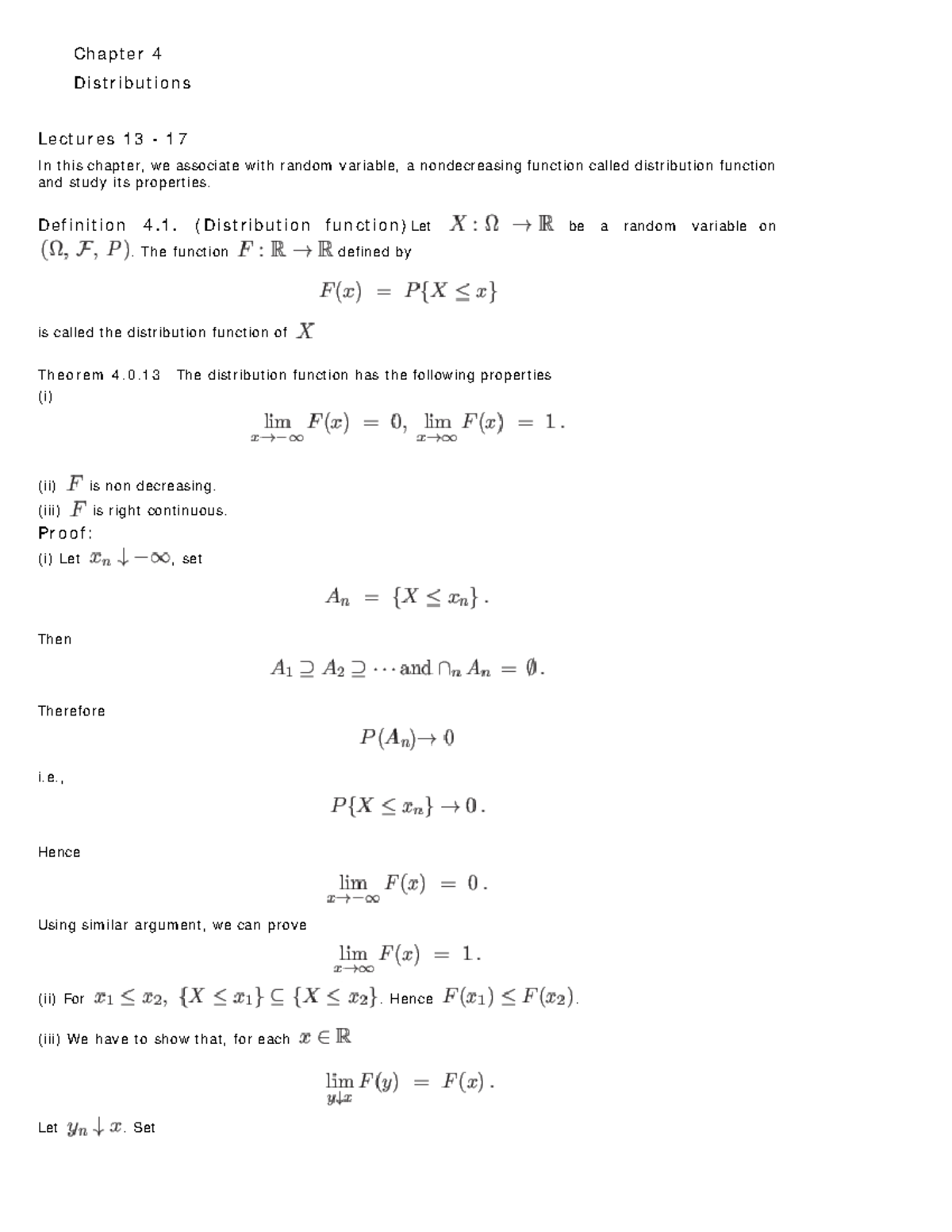 Lec4 - probability - Chapter 4 Distributions Lectures 13 - 17 In this ...