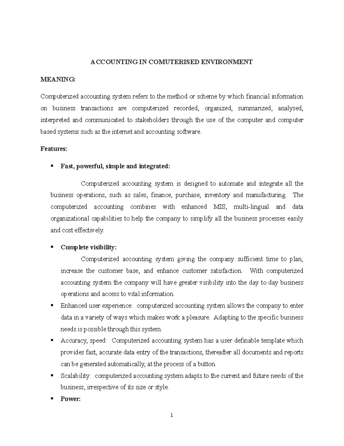 Computerised Accounting - ACCOUNTING IN COMUTERISED ENVIRONMENT MEANING ...