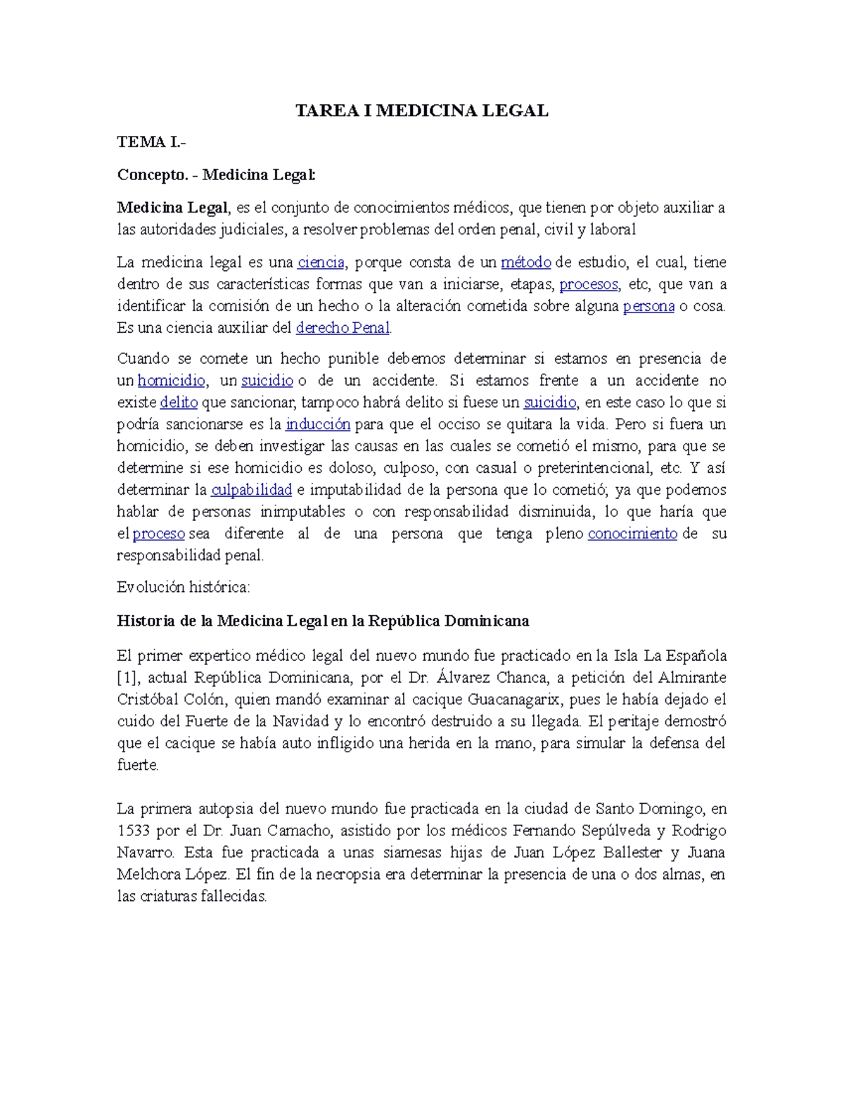 Medicina Legal Jimmy R. Montero Heredia - TAREA I MEDICINA LEGAL TEMA I ...