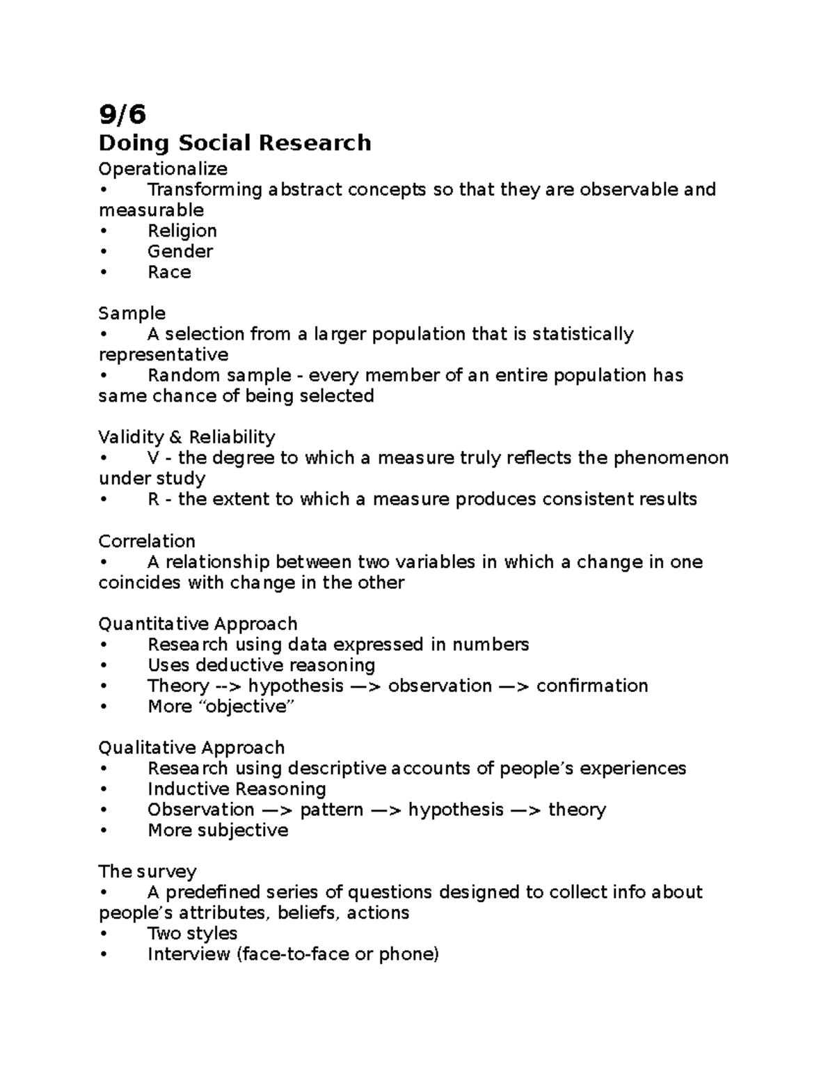 Doing Social Research notes - 9/ Doing Social Research Operationalize ...