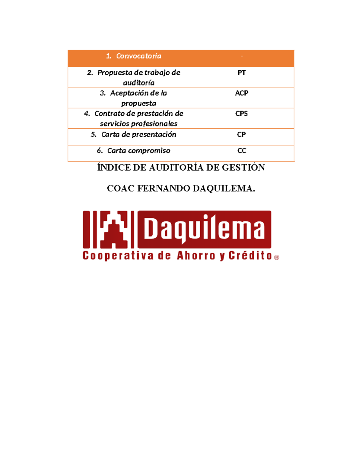 Formalidades Grupo 3 COAC Daquilema - 1. Convocatoria - 2. Propuesta de ...