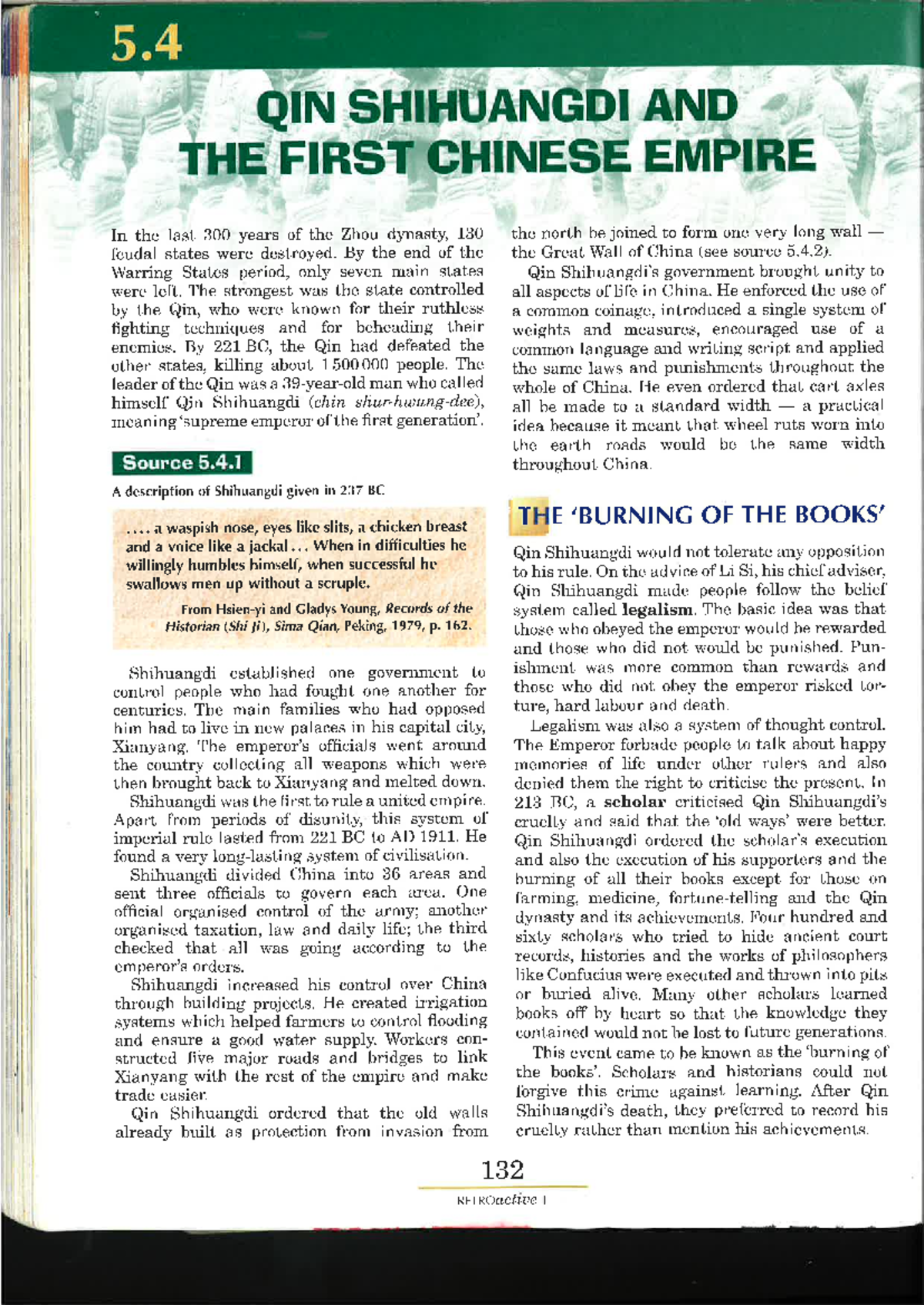 Emperor Qin Shiuang and the Qin Dynasty Worksheet - 5 QIN SHIHUANGDI ...