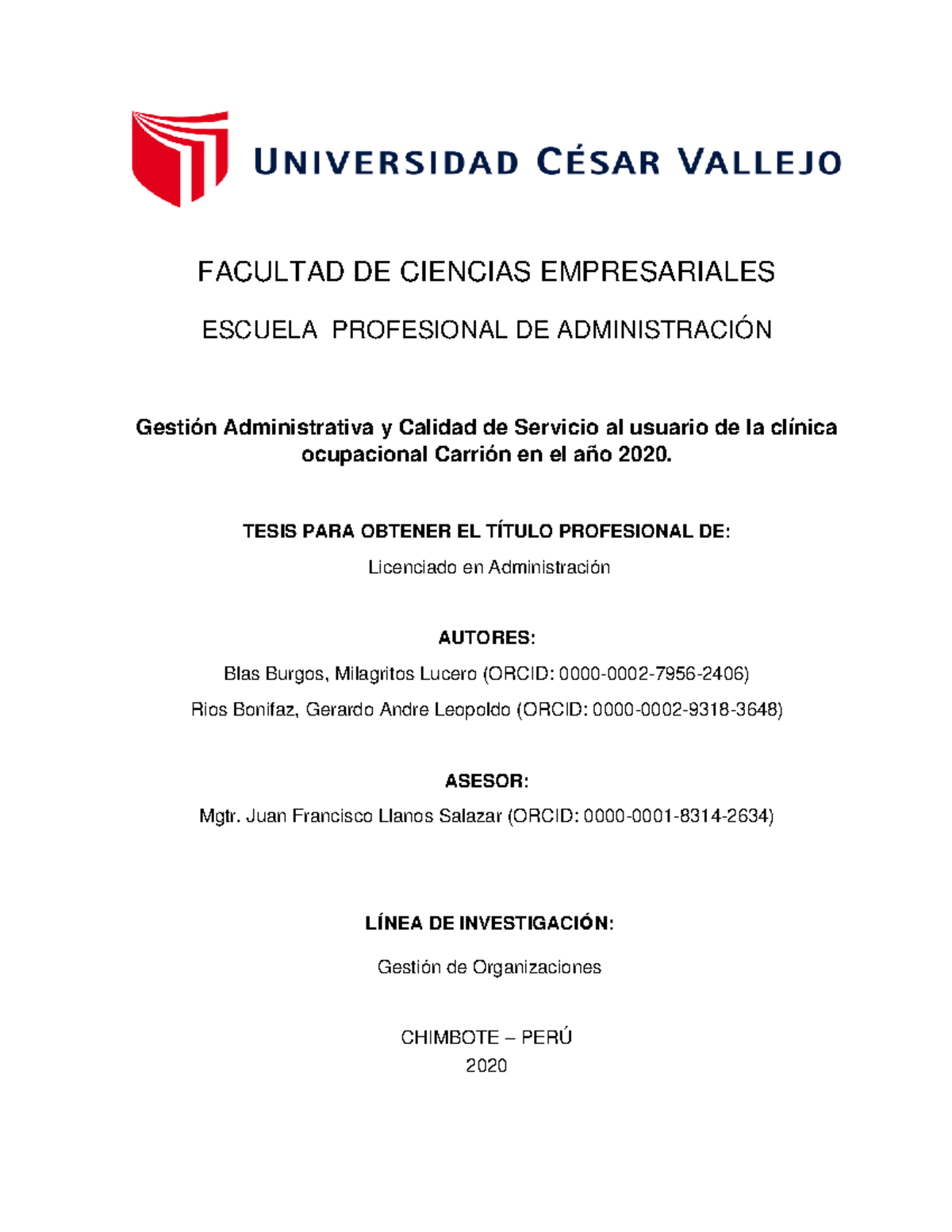 Tesis cesar vallejo - FACULTAD DE CIENCIAS EMPRESARIALES ESCUELA ...