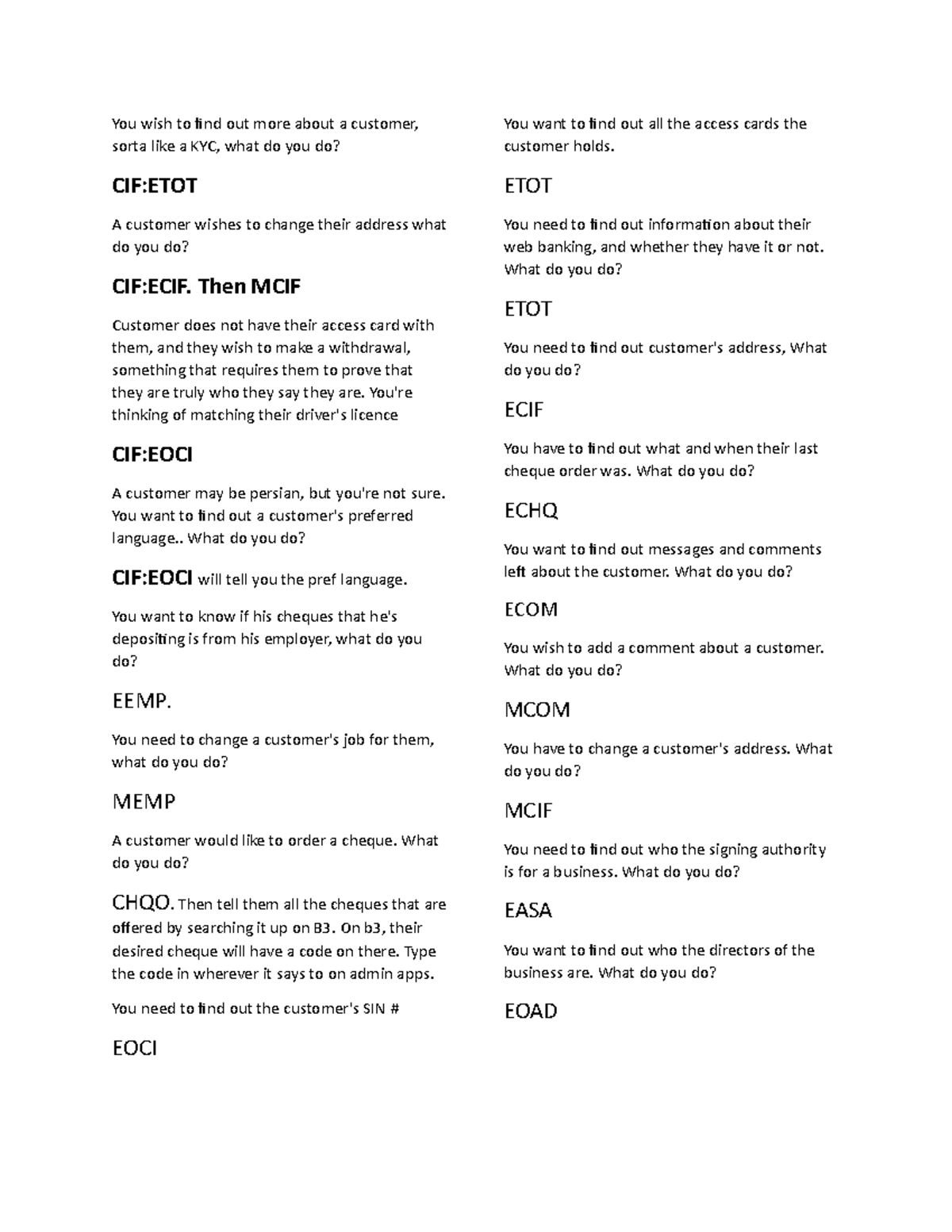 Admin Codes for General Banking Transactions - You wish to find out ...