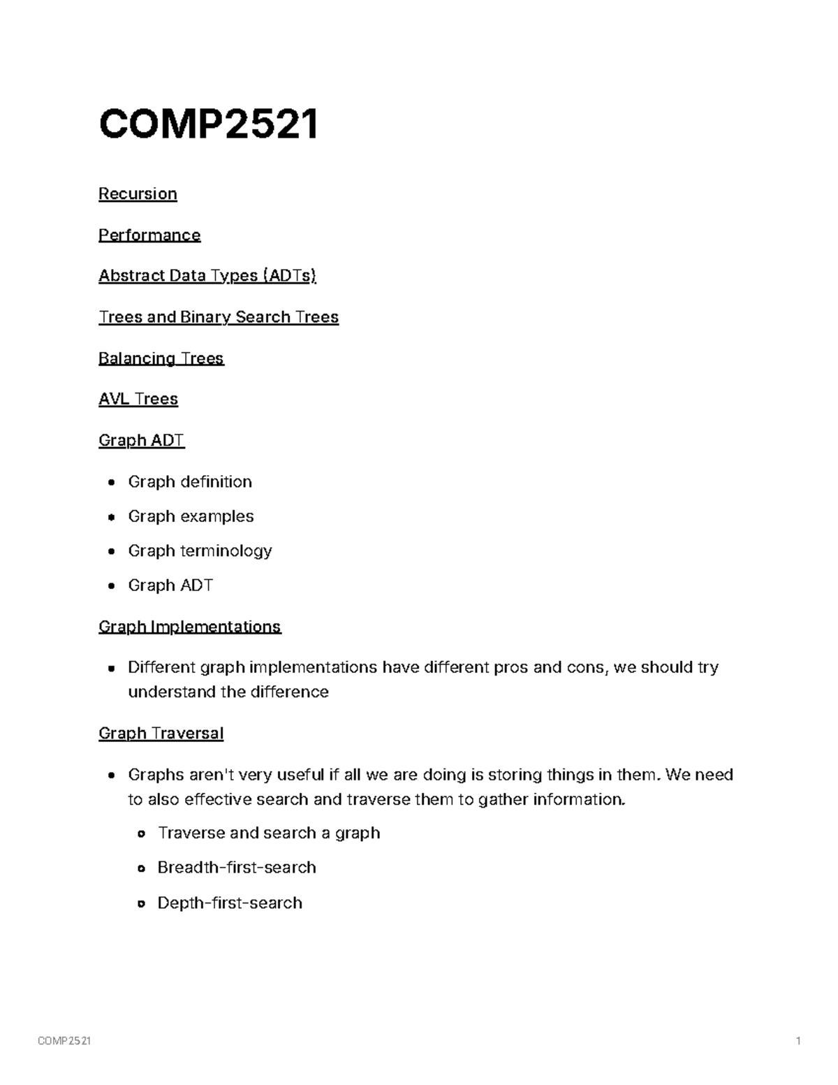 Sumary of what is covered in the course - COMP2521 1 COMP Recursion Performance Abstract Data ...