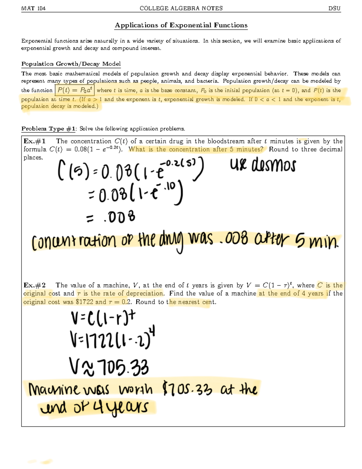 Applications+of+Exponential+Functions 7 - MAT 104 COLLEGE ALGEBRA NOTES ...