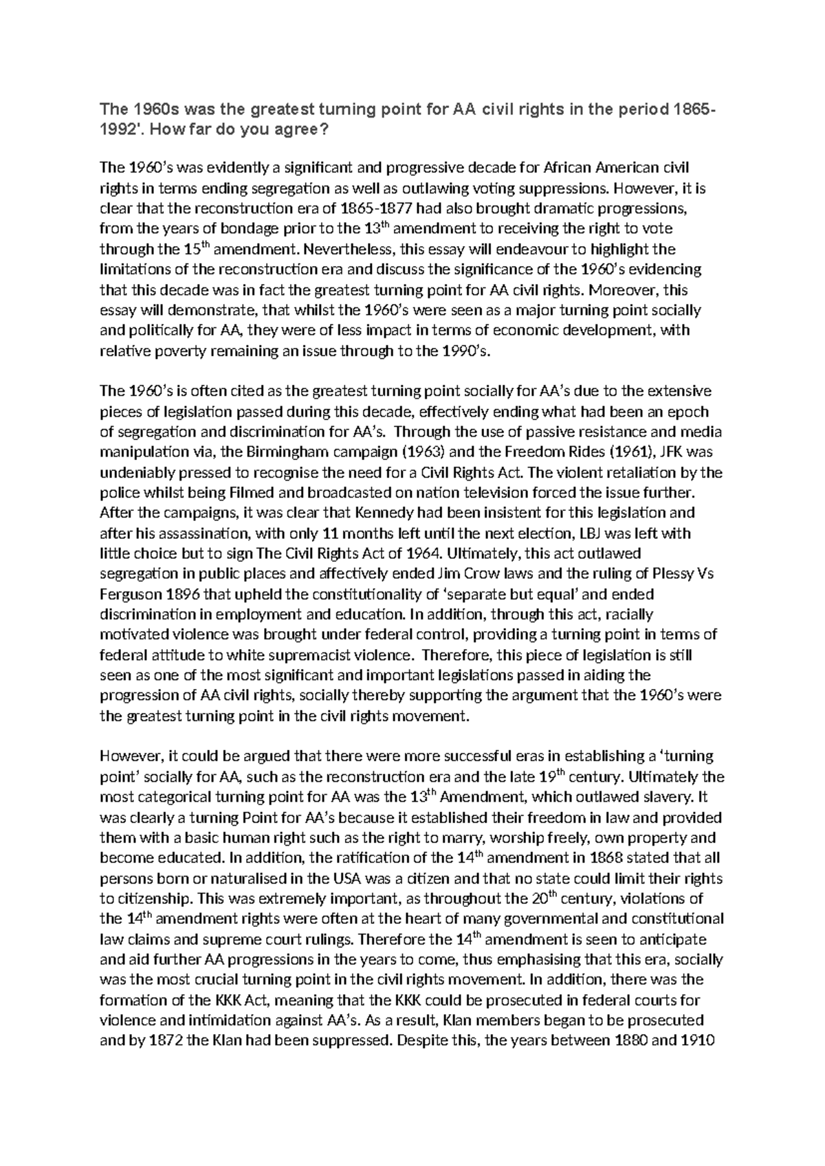 1960s was greatest turning point essay 2 - The 1960s was the greatest ...