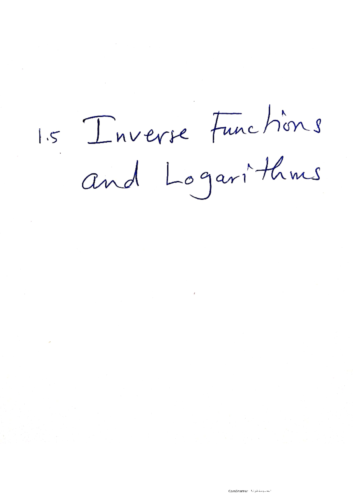 1.5 Inverse functions and logarithms - Calculus 2 - Studocu