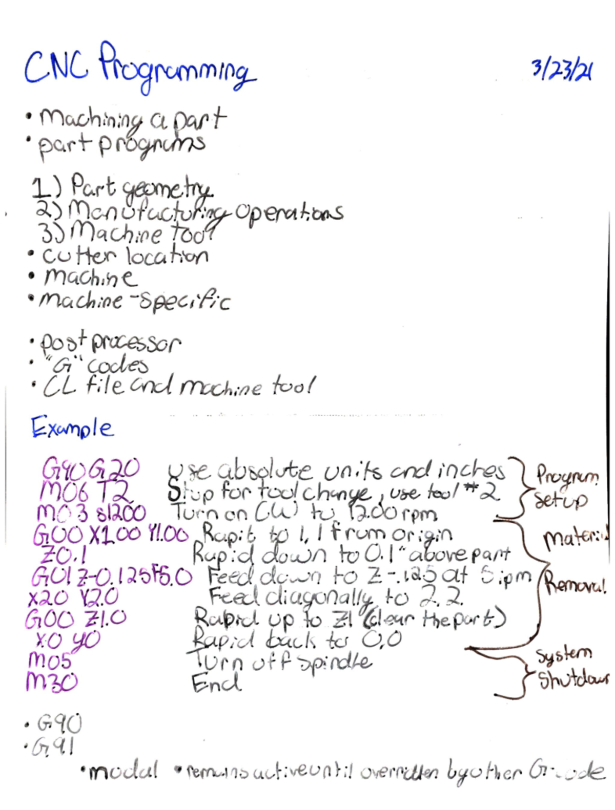 3 23 - Notes on CNC Programming - CNC Programming 3/23/ Machining a ...