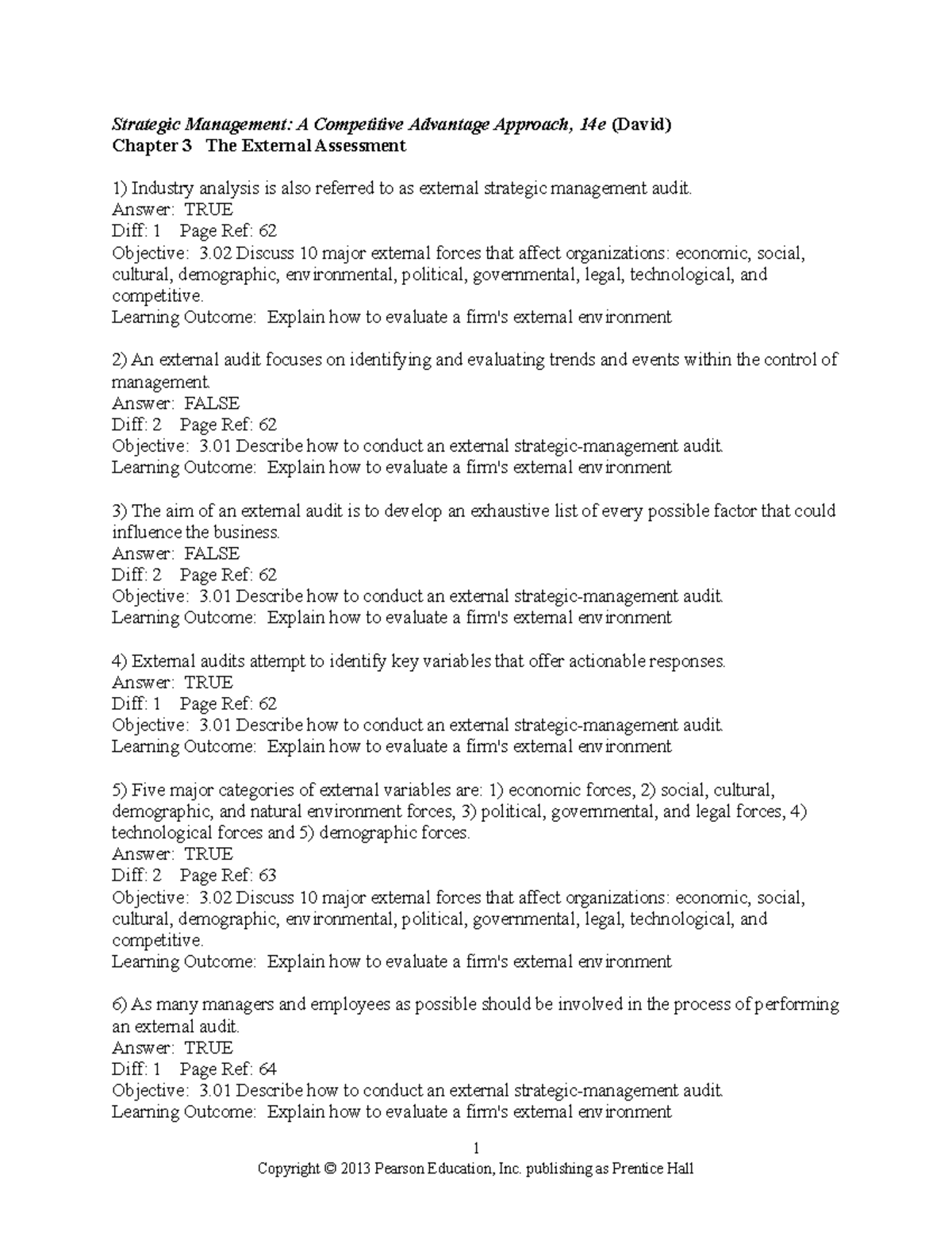 David sm14 tb 03 - hjkhjkh - Strategic Management: A Competitive ...
