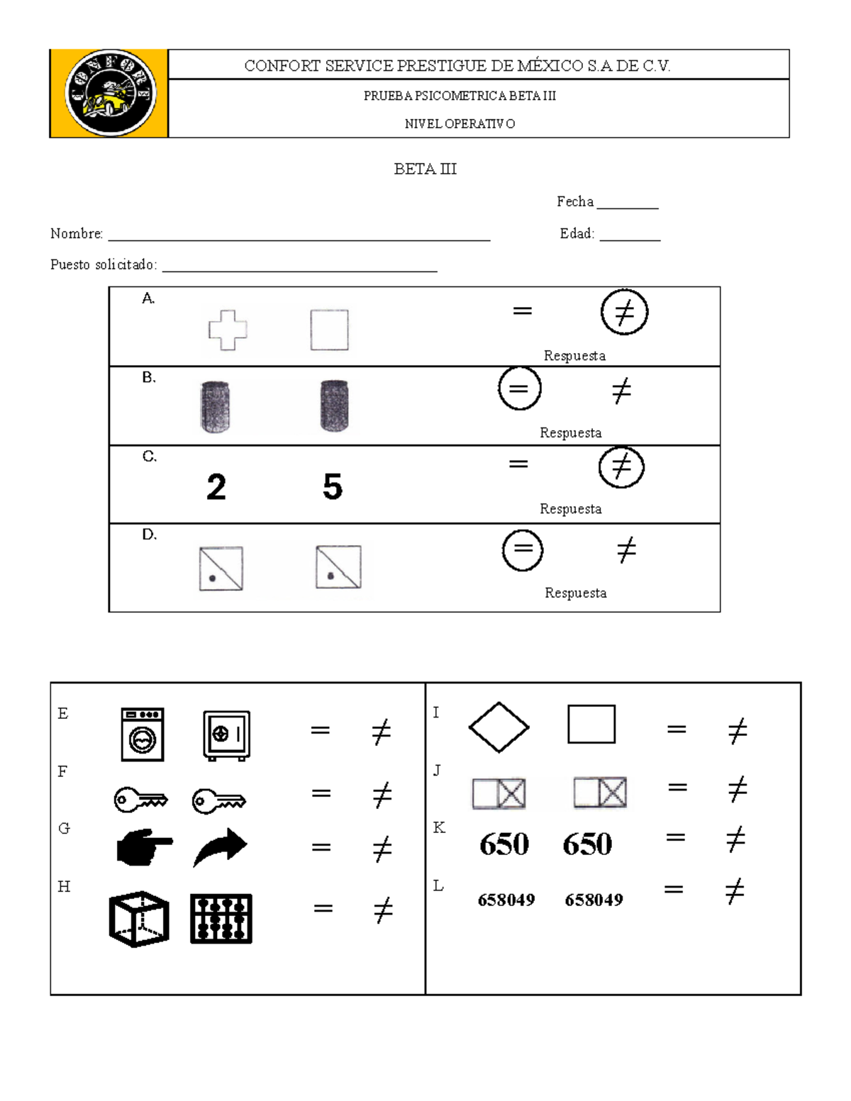 Beta 3 - Diseño de subprueba 3 de beta III - PRUEBA PSICOMETRICA BETA ...